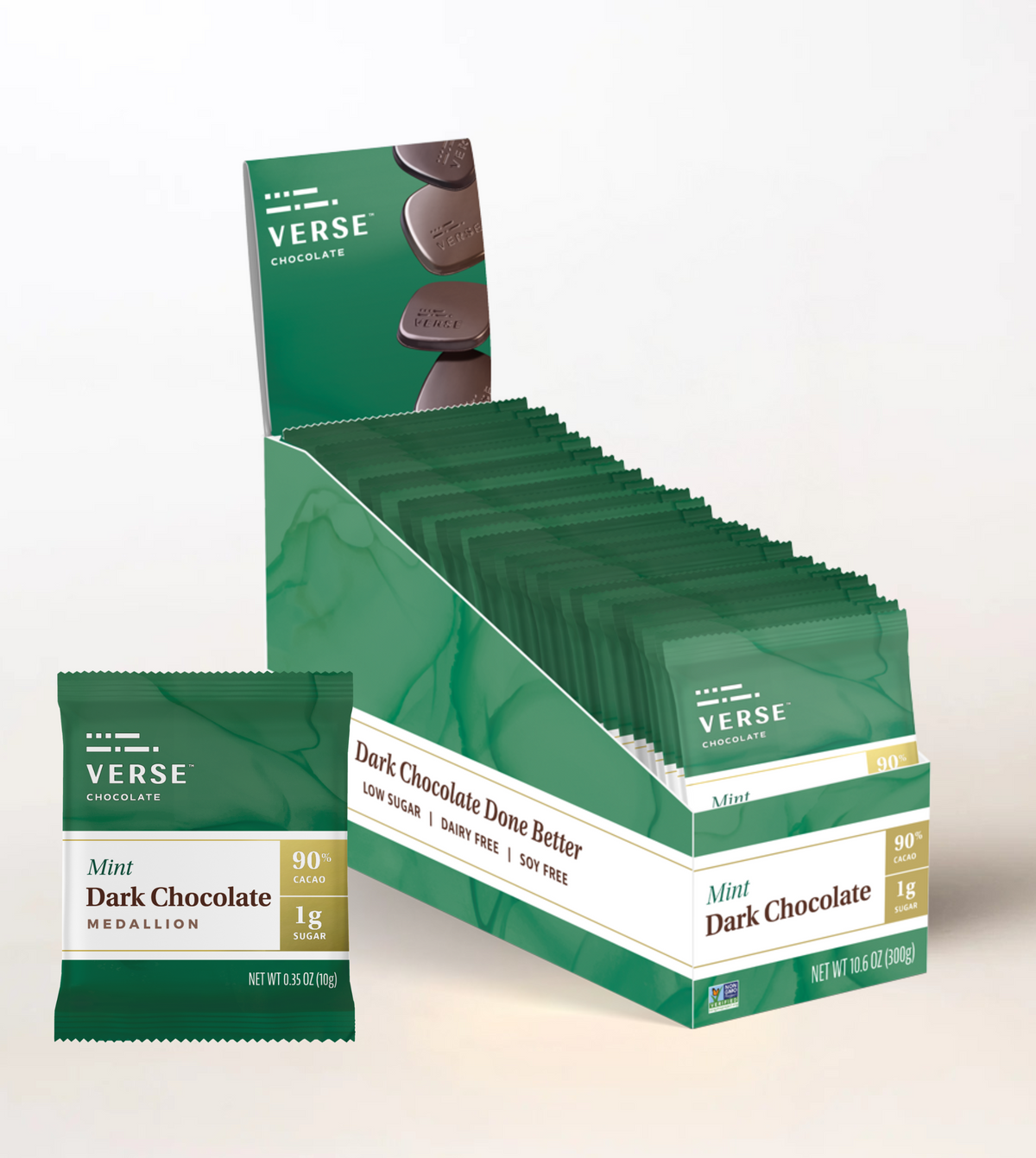 Mint 90% Dark Chocolate (30-Count) | Verse Chocolate